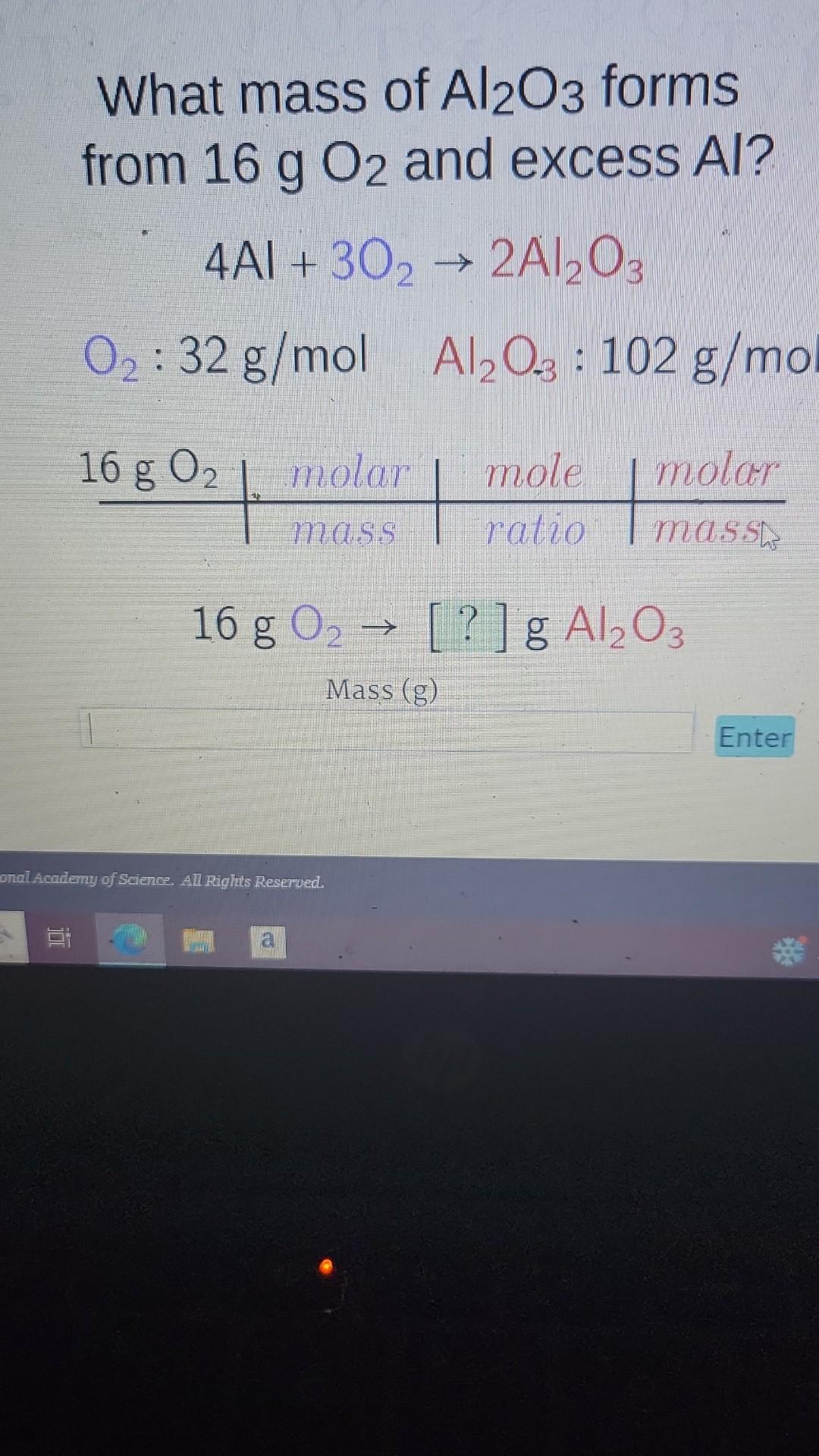 Solved What mass of Al2O3 forms from 16 gO2 and excess Al ? | Chegg.com
