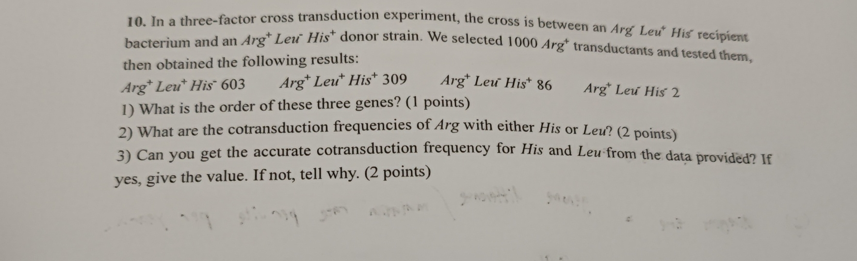 Solved In a three-factor cross transduction experiment, the | Chegg.com
