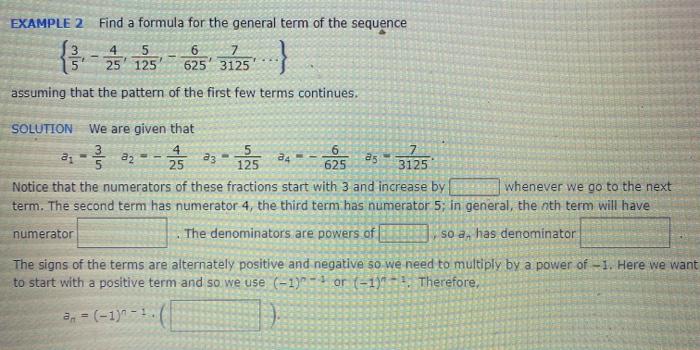 Solved EXAMPLE 2 Find a formula for the general term of the | Chegg.com