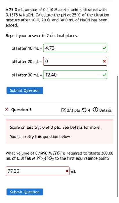 Solved A 25.0 mL sample of 0.110M acetic acid is titrated | Chegg.com