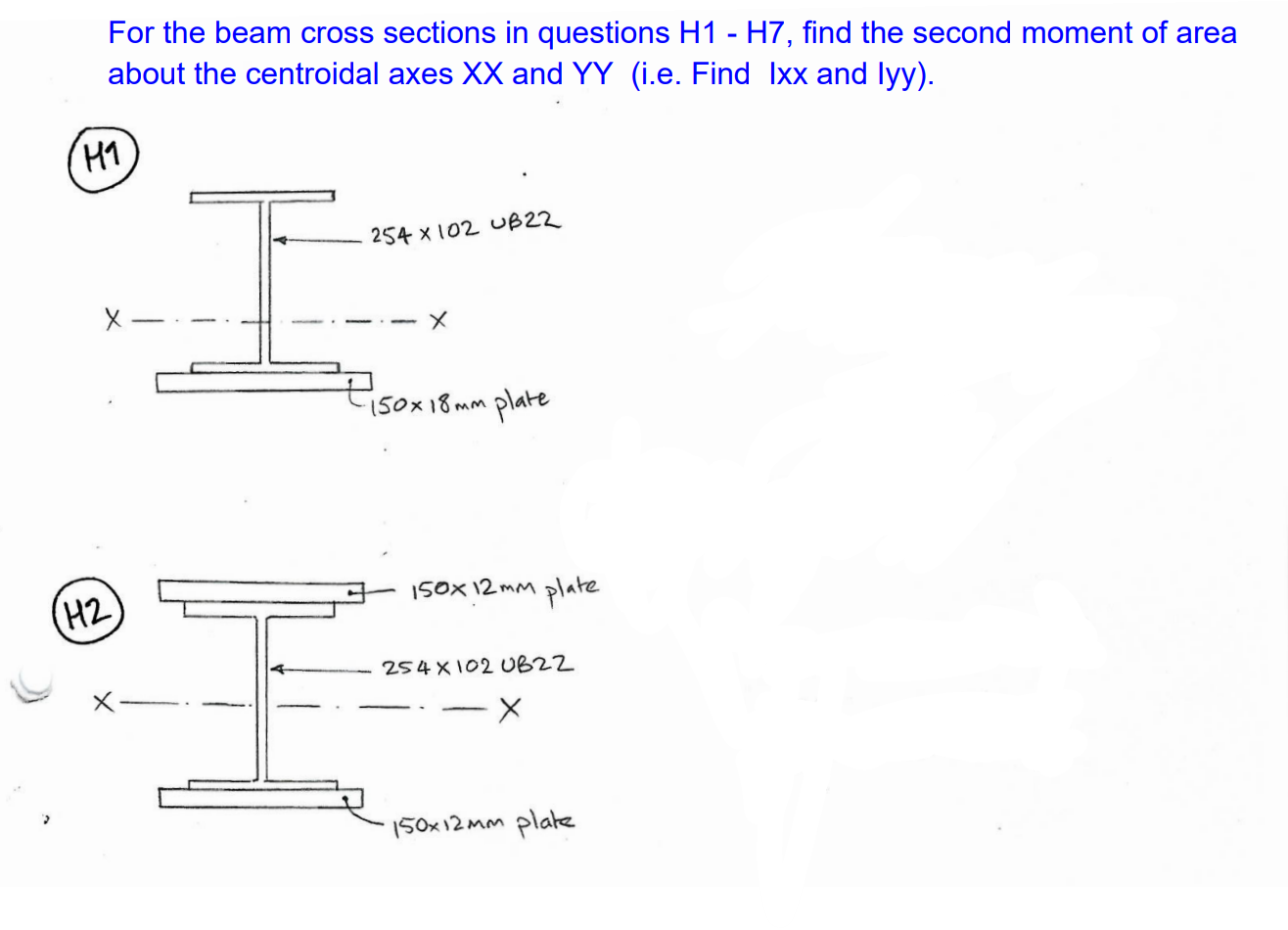 Solved For the beam cross sections in questions H1-H7, ﻿find | Chegg.com
