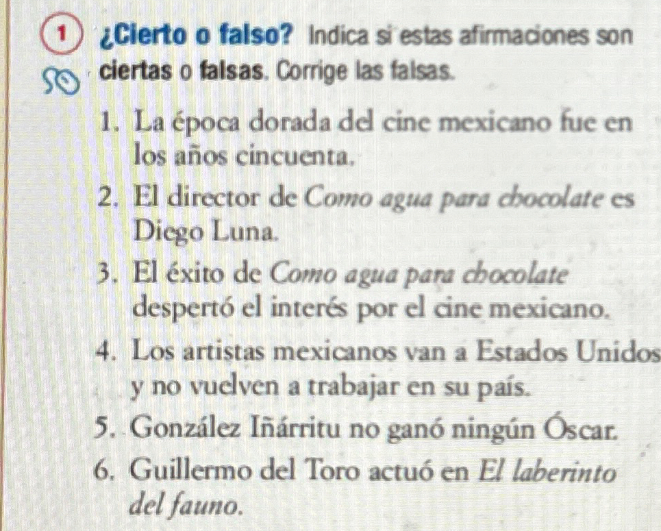 ¿Cierto o falso? Indica si estas afirmadiones son | Chegg.com