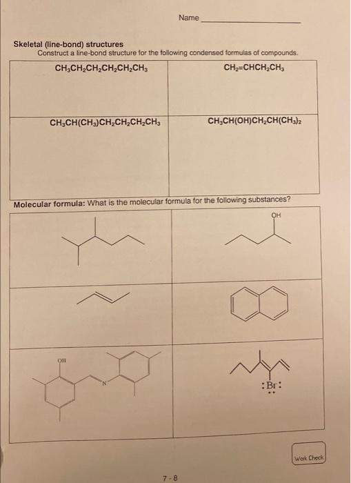 Solved Skeletal Line Bond Structures Construct A Line Bond
