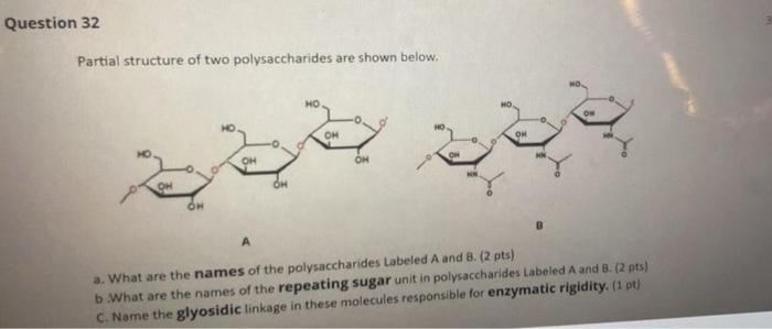 Solved Partial structure of two polysaccharides are shown | Chegg.com