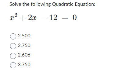Solved Solve the following Quadratic | Chegg.com