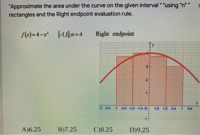Solved "Approximate the area under the curve on the given | Chegg.com