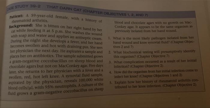 Solved 59 year old female with a history or rheumatoid | Chegg.com