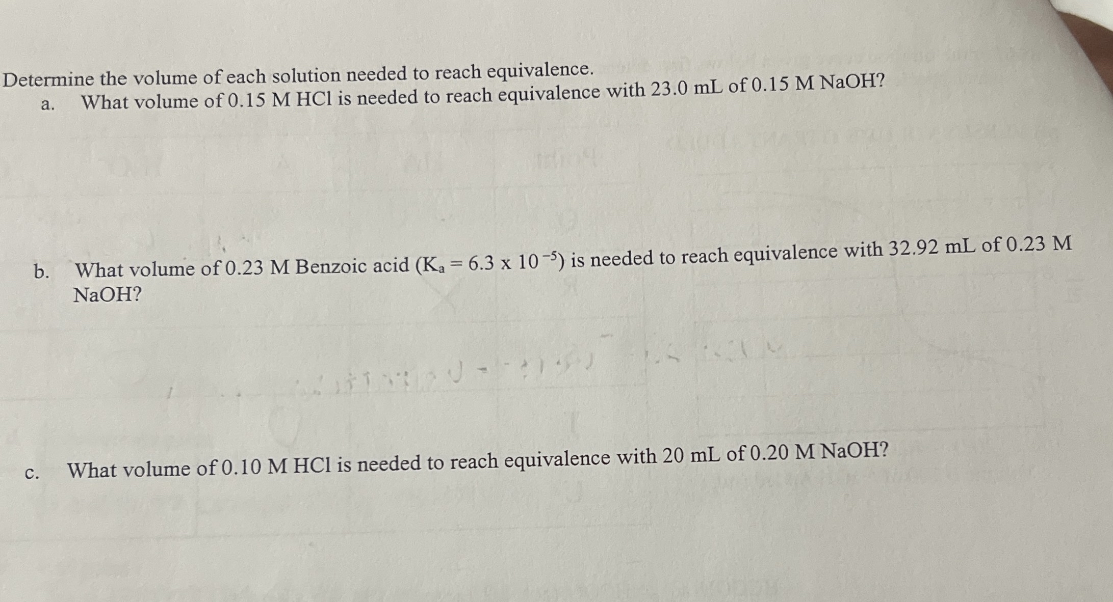 Solved Determine the volume of each solution needed to reach | Chegg.com