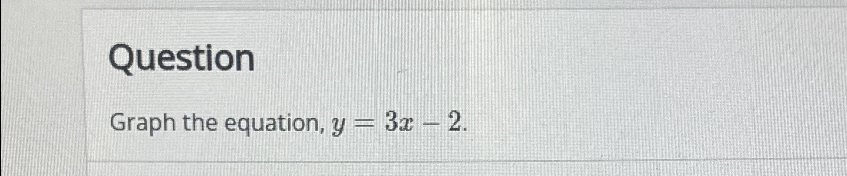 Solved Questiongraph The Equation Y 3x 2