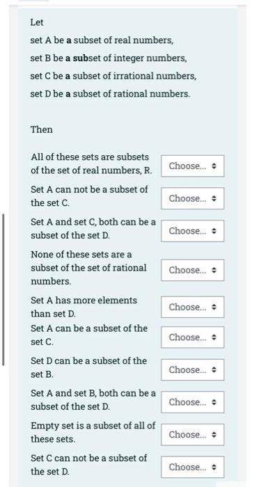 Solved Let set A be a subset of real numbers, set B be a | Chegg.com