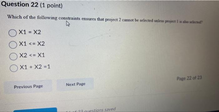 Solved Which of the following constraints ensures that | Chegg.com