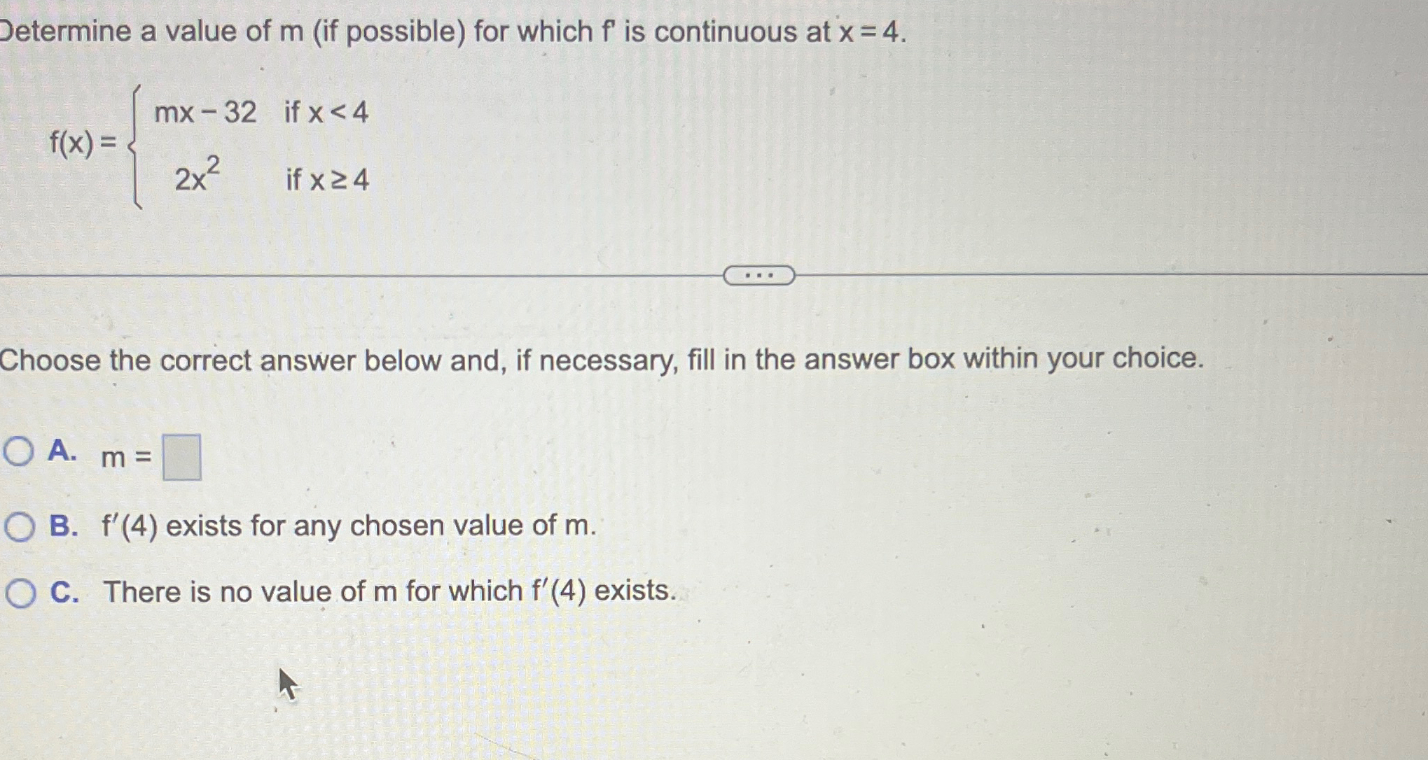 Solved Determine a value of m (if possible) ﻿for which f' | Chegg.com