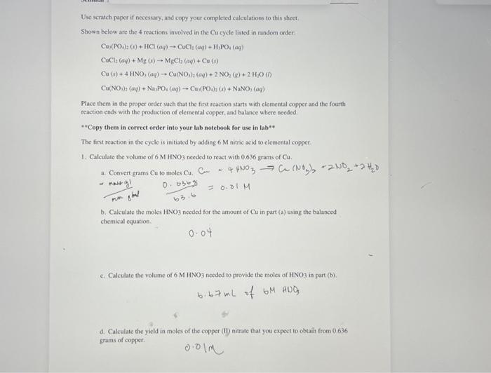 Solved Ure scratch paper if necessary, and copy your | Chegg.com