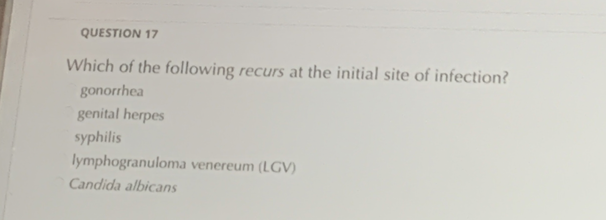Solved QUESTION 17Which of the following recurs at the | Chegg.com