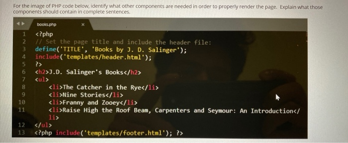 Solved For the image of PHP code below, identify what other | Chegg.com