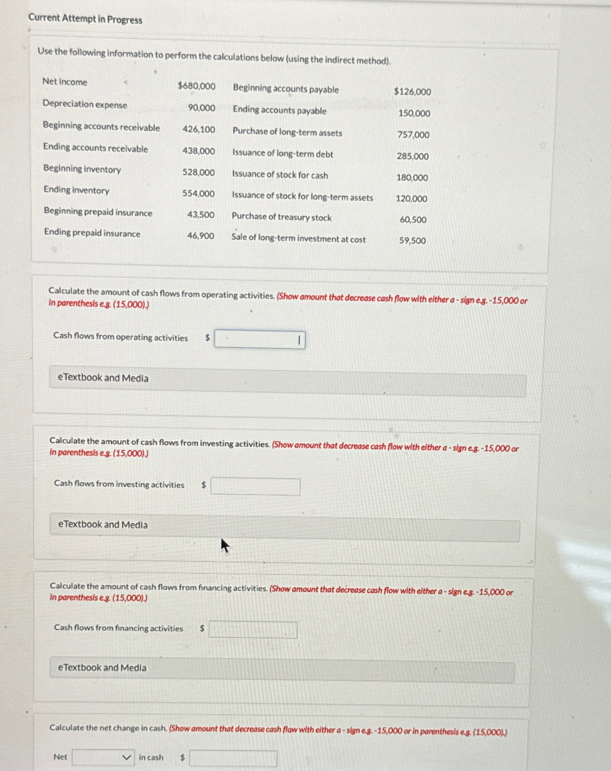 Solved Current Attempt in ProgressUse the following | Chegg.com