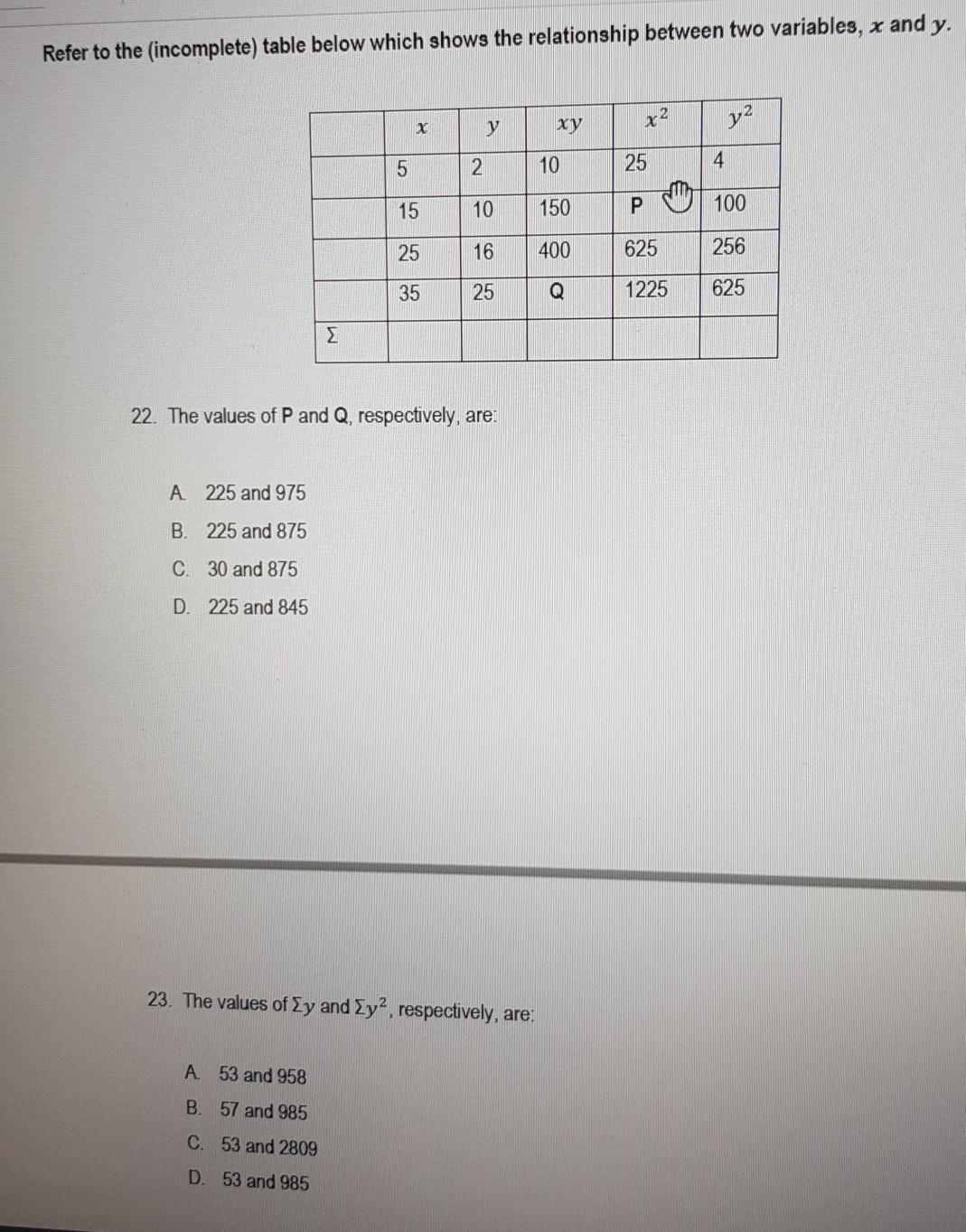 Solved Questions 20 - 21 refer to the problem below. Page 5 | Chegg.com