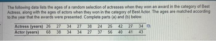 Solved The following data lists the ages of a random | Chegg.com