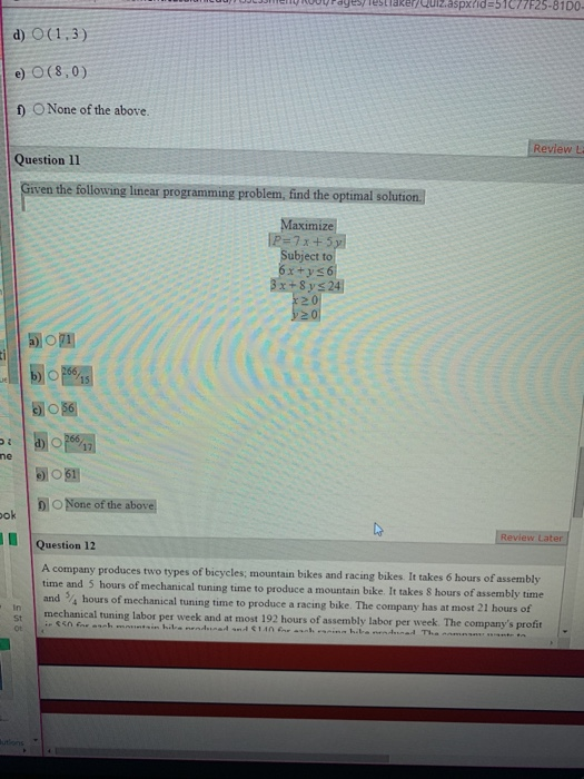Solved Given the following linear programming problem, find | Chegg.com