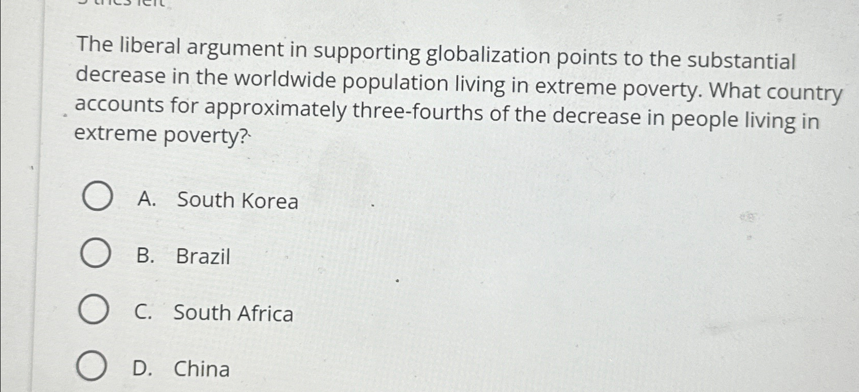 Solved The liberal argument in supporting globalization | Chegg.com