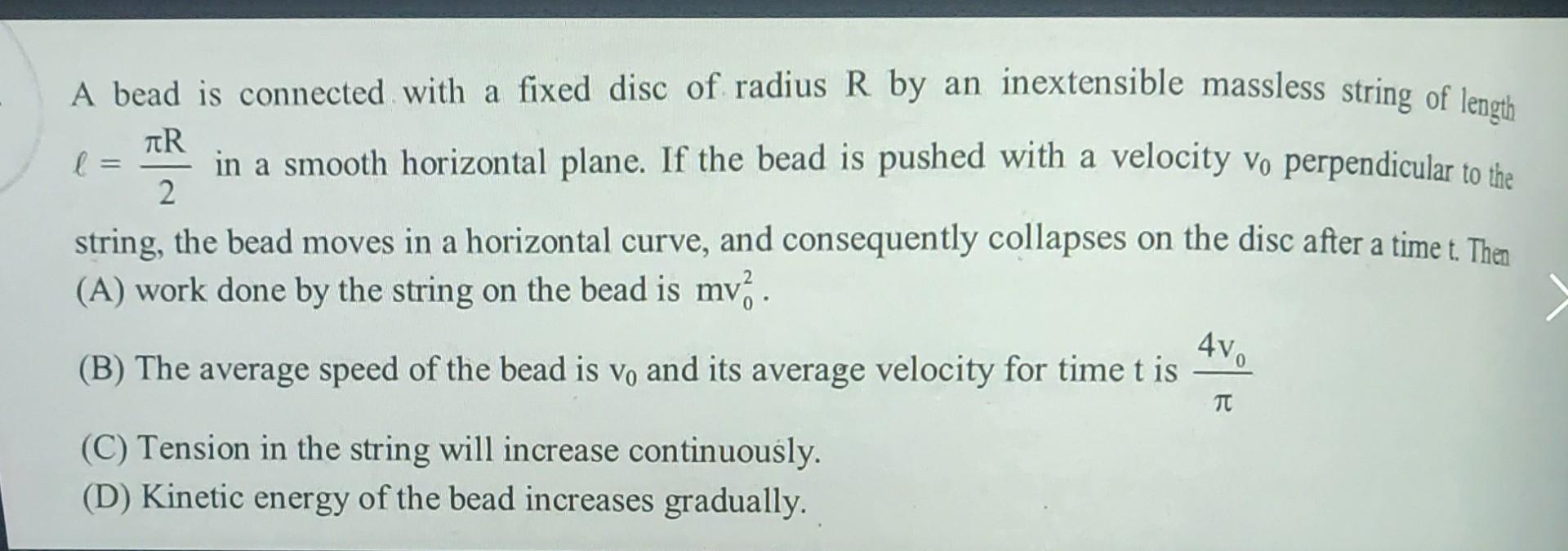 Solved A bead is connected with a fixed disc of radius R by | Chegg.com