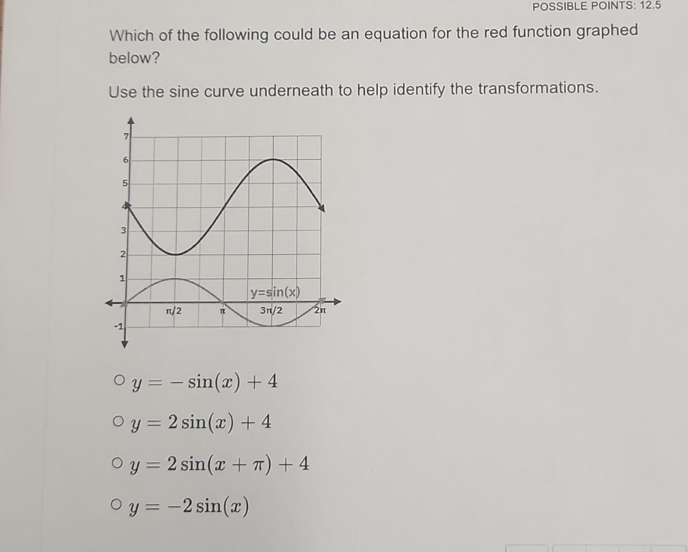 Solved Which of the following could be an equation for the | Chegg.com