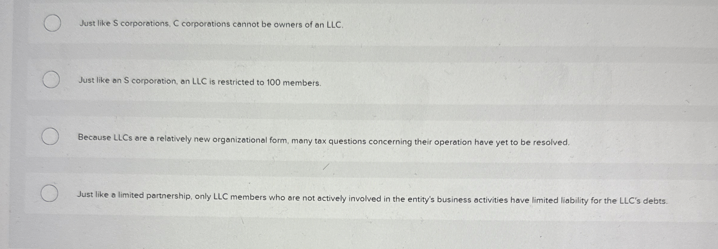 Solved Just like S corporations, C corporations cannot be | Chegg.com