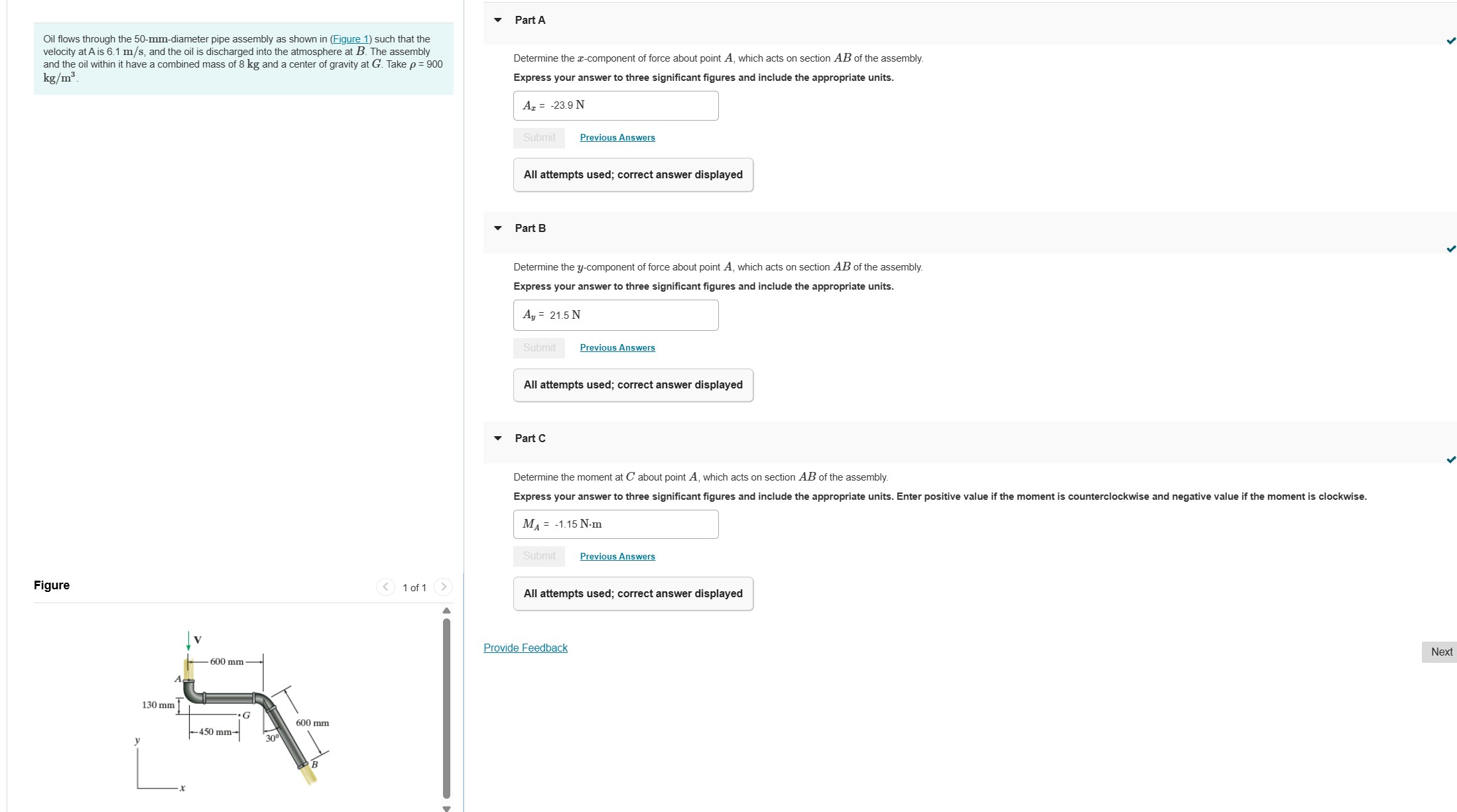 Solved Oil flows through the 50-mm -diameter pipe assembly | Chegg.com