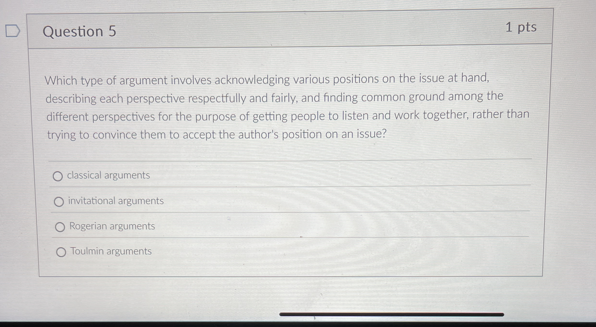 Solved Question 5Which type of argument involves | Chegg.com