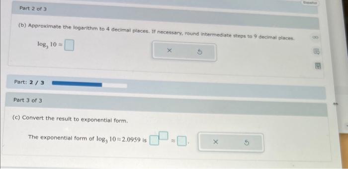 Solved (a) Estimate the value of the logarithm between two | Chegg.com