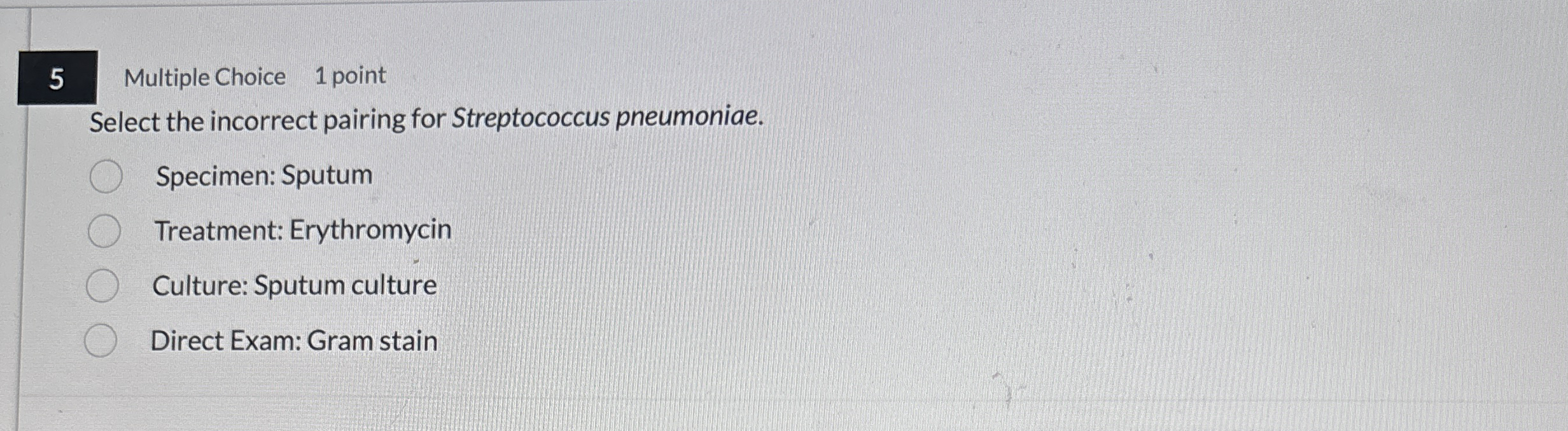 Solved 5 ﻿Multiple Choice 1 ﻿pointSelect the incorrect | Chegg.com