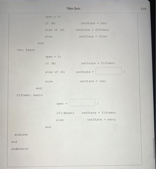 Solved Question 6 Fill In The Blanks For The Verilog Hdl 