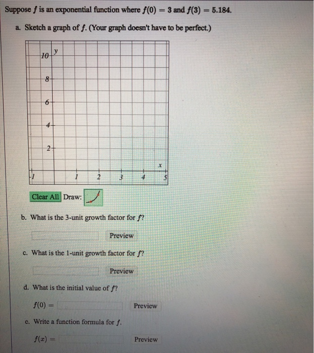 Solved Suppose f is an exponential function where f(0) = 3 | Chegg.com