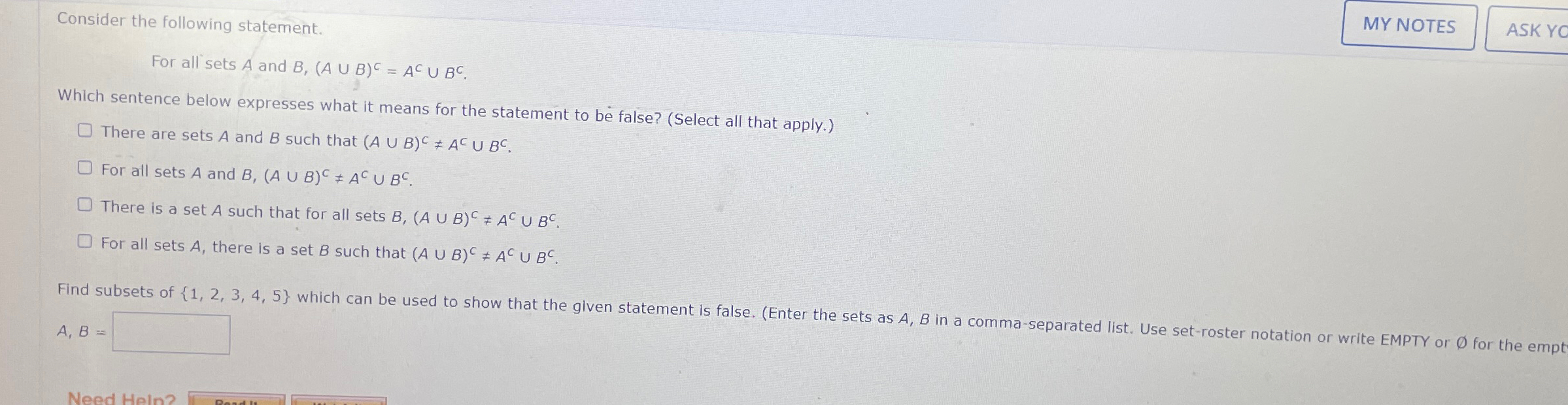 Solved Consider the following statement.ASK YOFor all sets A | Chegg.com