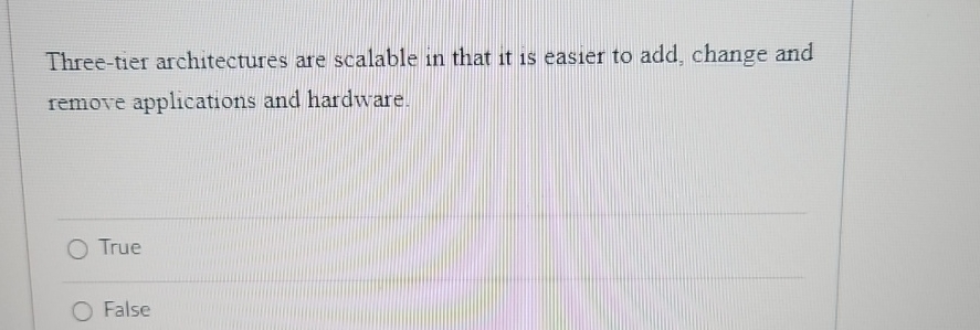 Solved Three-tier architectures are scalable in that it is | Chegg.com