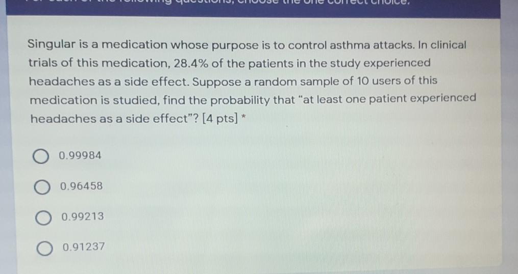 Solved Singular is a medication whose purpose is to control | Chegg.com