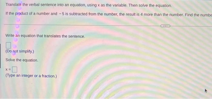 Solved Translate the verbal sentence into an equation, using | Chegg.com