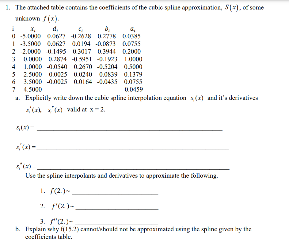 The attached table contains the coefficients of the | Chegg.com