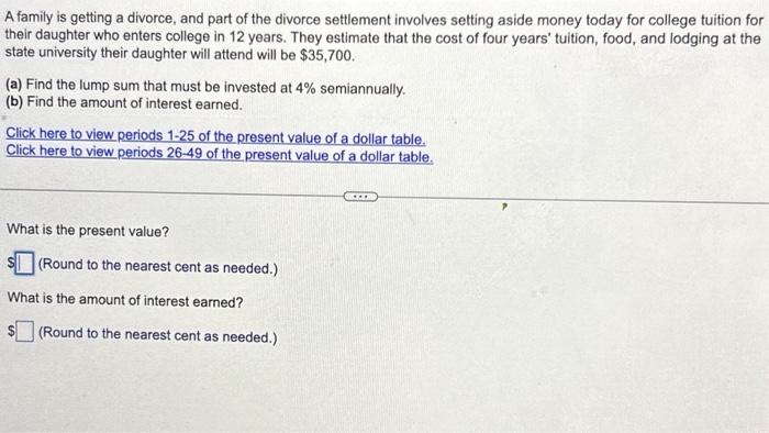 Solved A family is getting a divorce, and part of the | Chegg.com