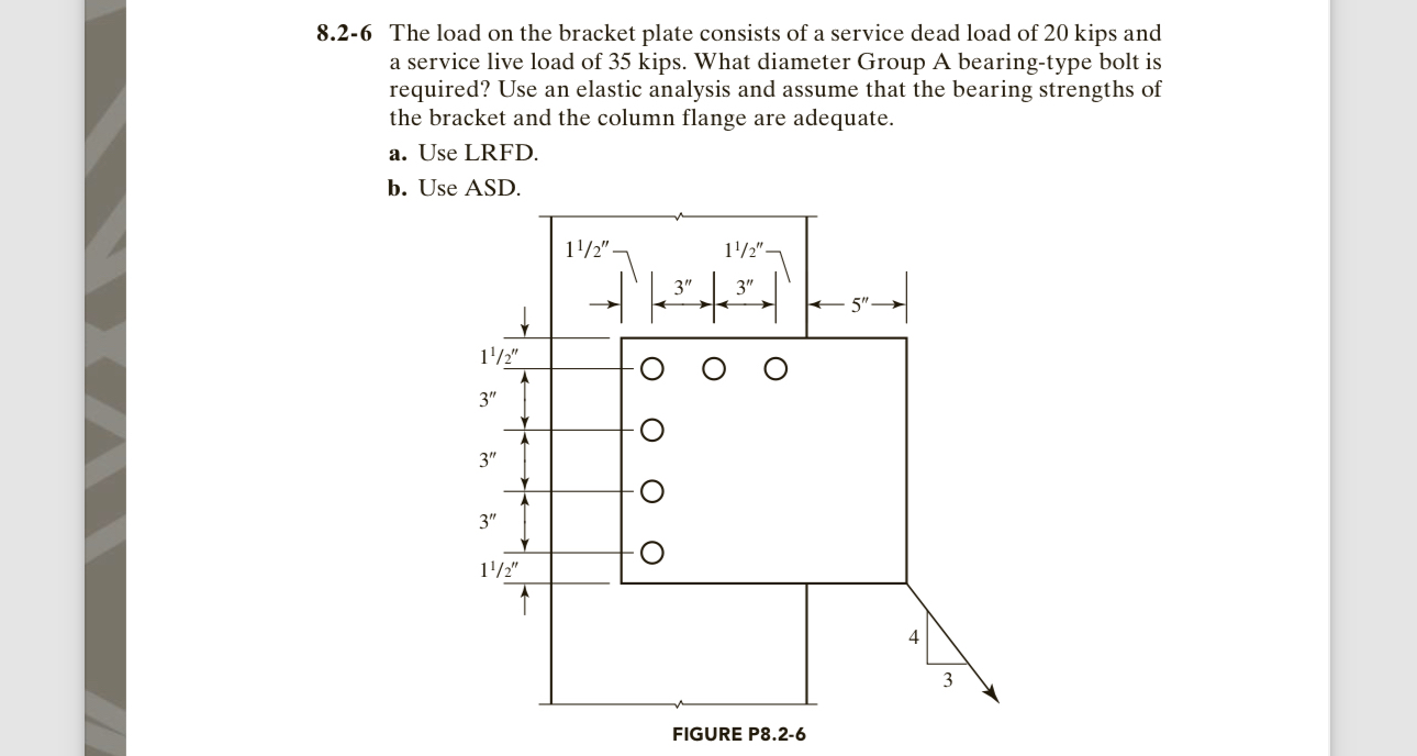 Solved 8.2-6 ﻿The load on the bracket plate consists of a | Chegg.com