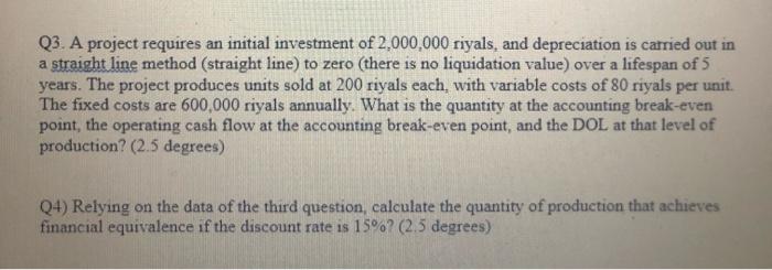 Solved Q3. A project requires an initial investment of | Chegg.com