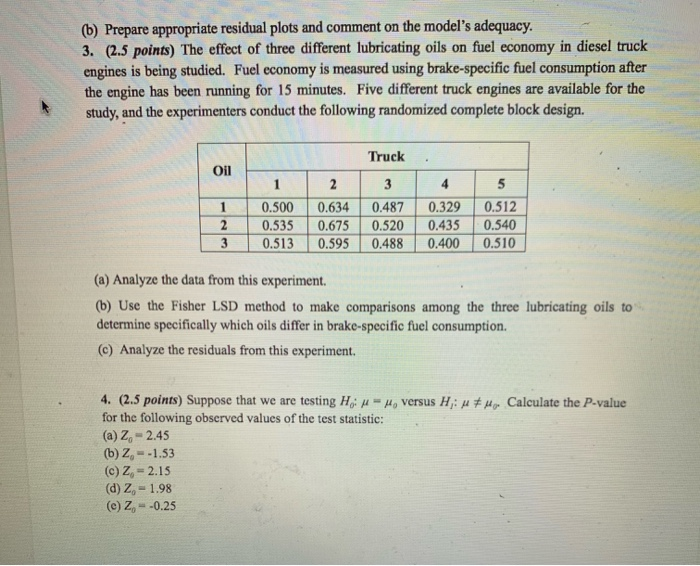 (b) Prepare appropriate residual plots and comment on | Chegg.com