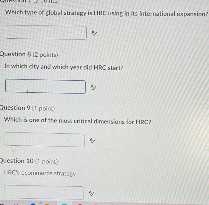 Which type of global strategy is HRC using in its | Chegg.com
