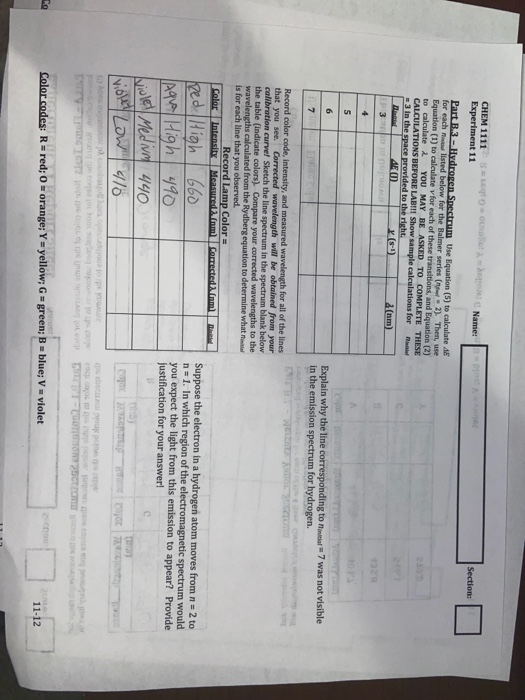 Solved Experiment 11 Report Sheet Name: 130745 Sections | Chegg.com