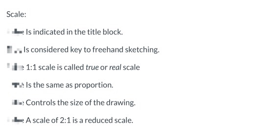 Solved Scale: Is indicated in the title block. Is considered | Chegg.com