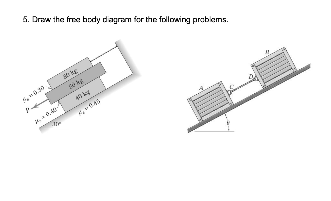 Solved Draw the free body diagram for the following | Chegg.com