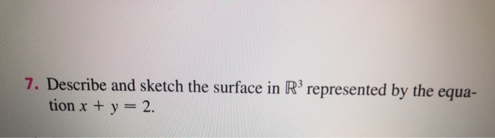 Solved 7. Describe and sketch the surface in R3 represented | Chegg.com