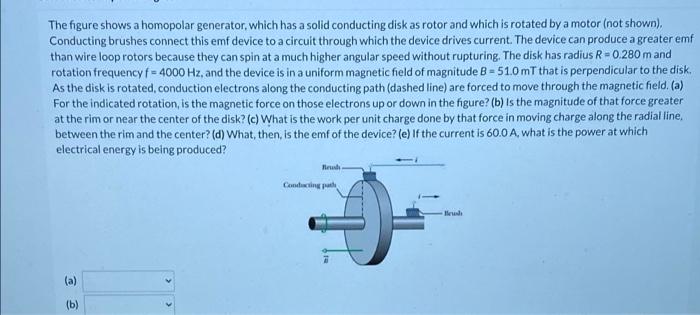 Solved The figure shows a homopolar generator, which has a | Chegg.com