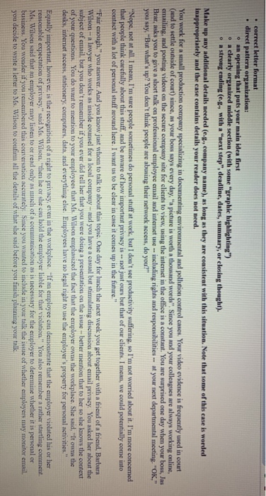 correct letter format . direct pattern | Chegg.com