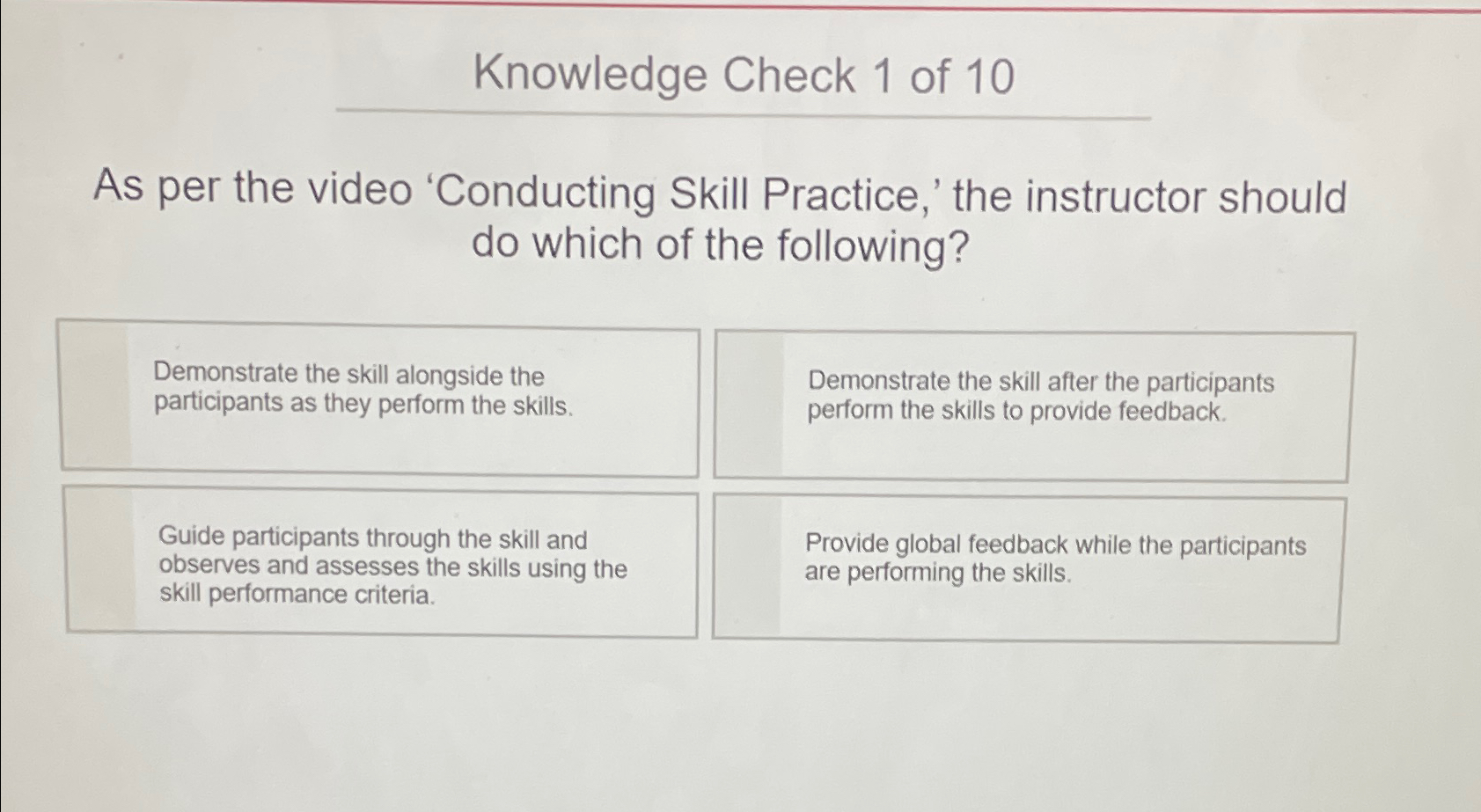 Solved Knowledge Check 1 ﻿of 10As per the video 'Conducting | Chegg.com